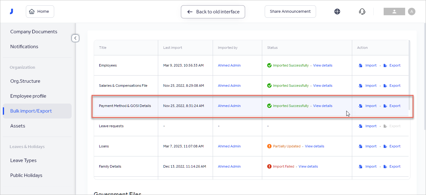 How to modify or update employees Payment Method & GOSI Details – Knowledge base