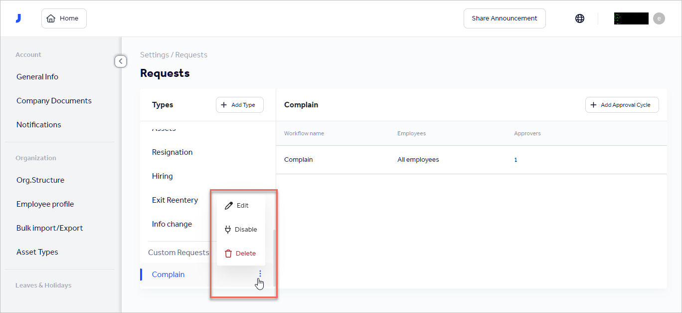 Custom Request – Knowledge base