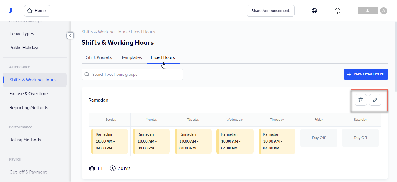 Fixed Hours – Knowledge base