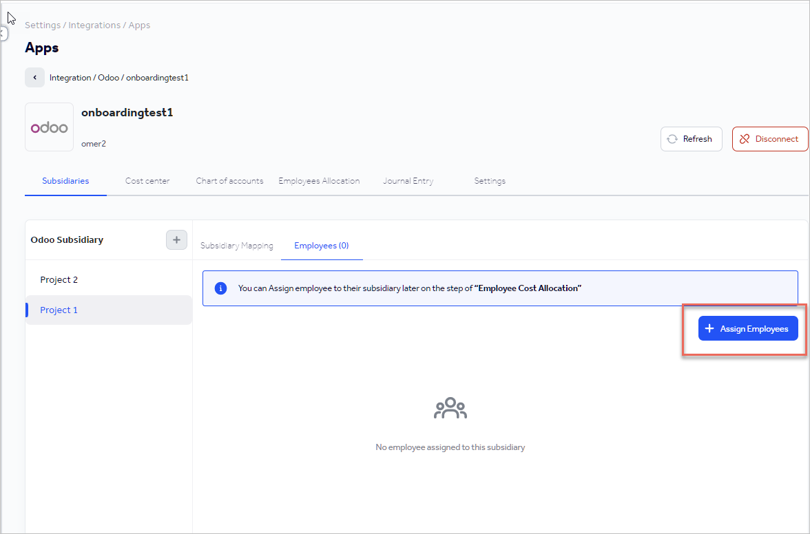 Subsidiaries setup & Mapping – Knowledge base