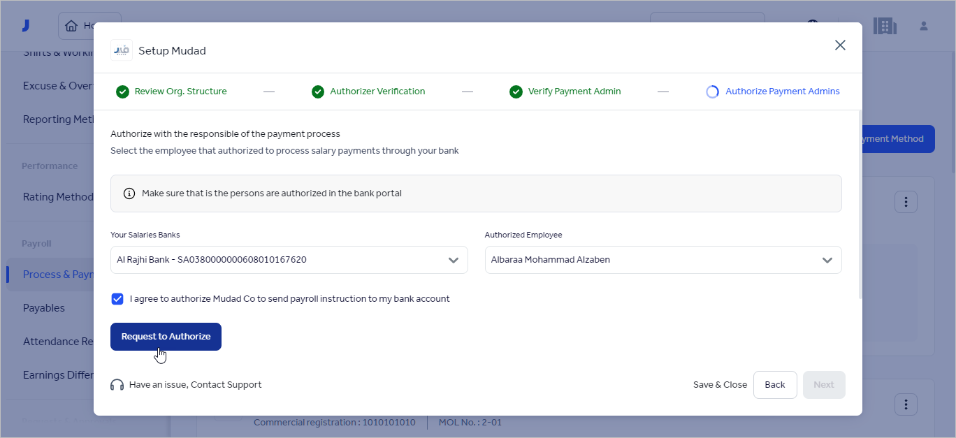 Activating Mudad integration with Jisr – Knowledge base