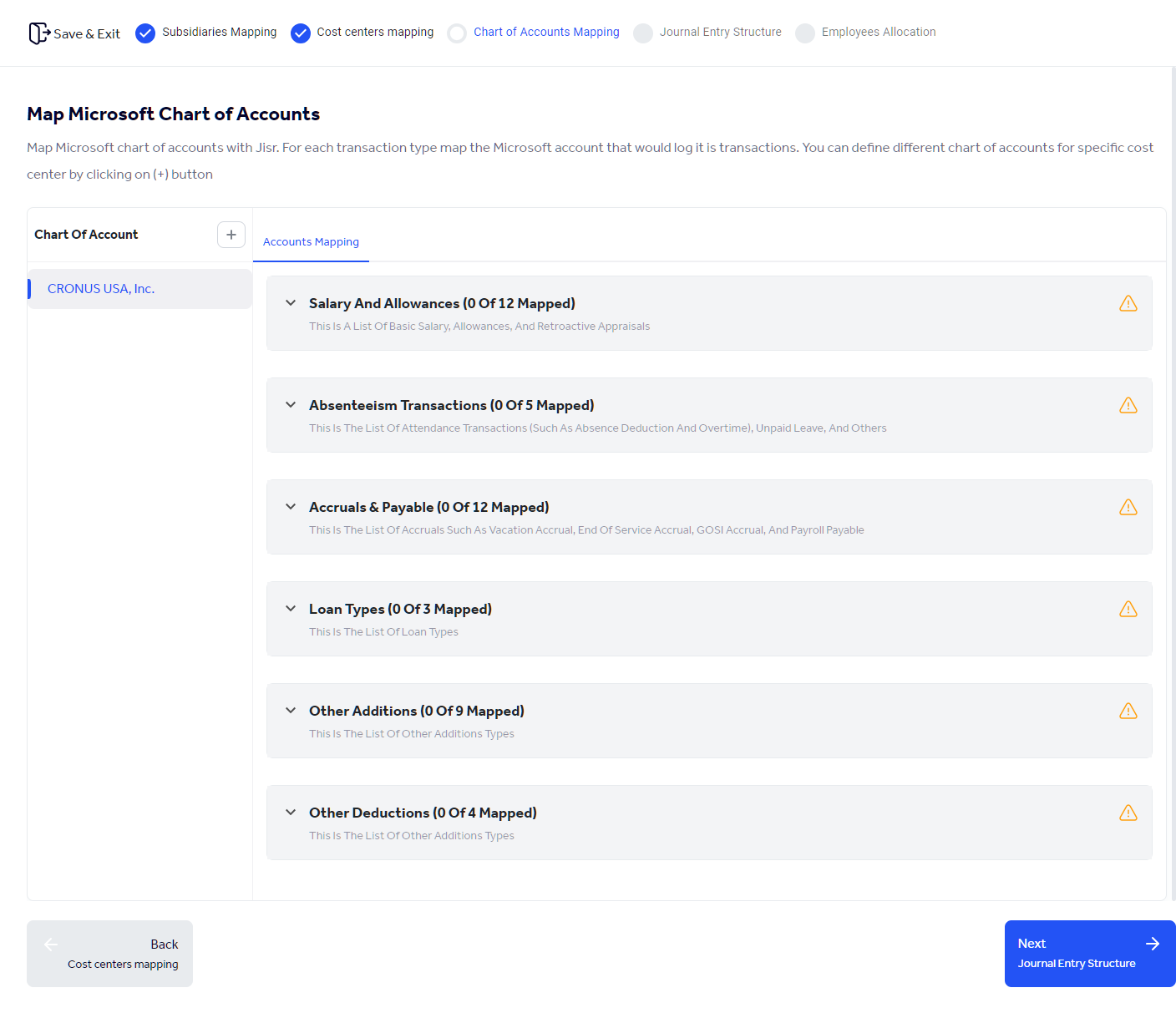 Microsoft Chart of Accounts Mapping with Jisr transactions – Knowledge base