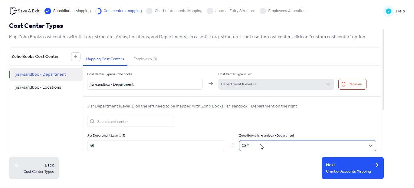 Zoho Cost centers ( Reporting Tags ) setup & Mapping on JisrHR – Knowledge base