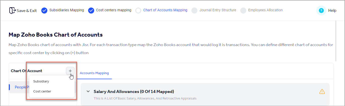 Zoho Books Chart of Accounts Mapping with Jisr transactions – Knowledge base
