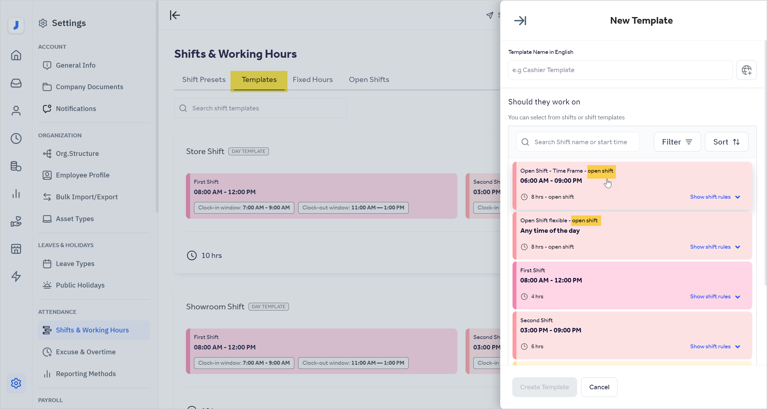 Open Shifts – Knowledge base