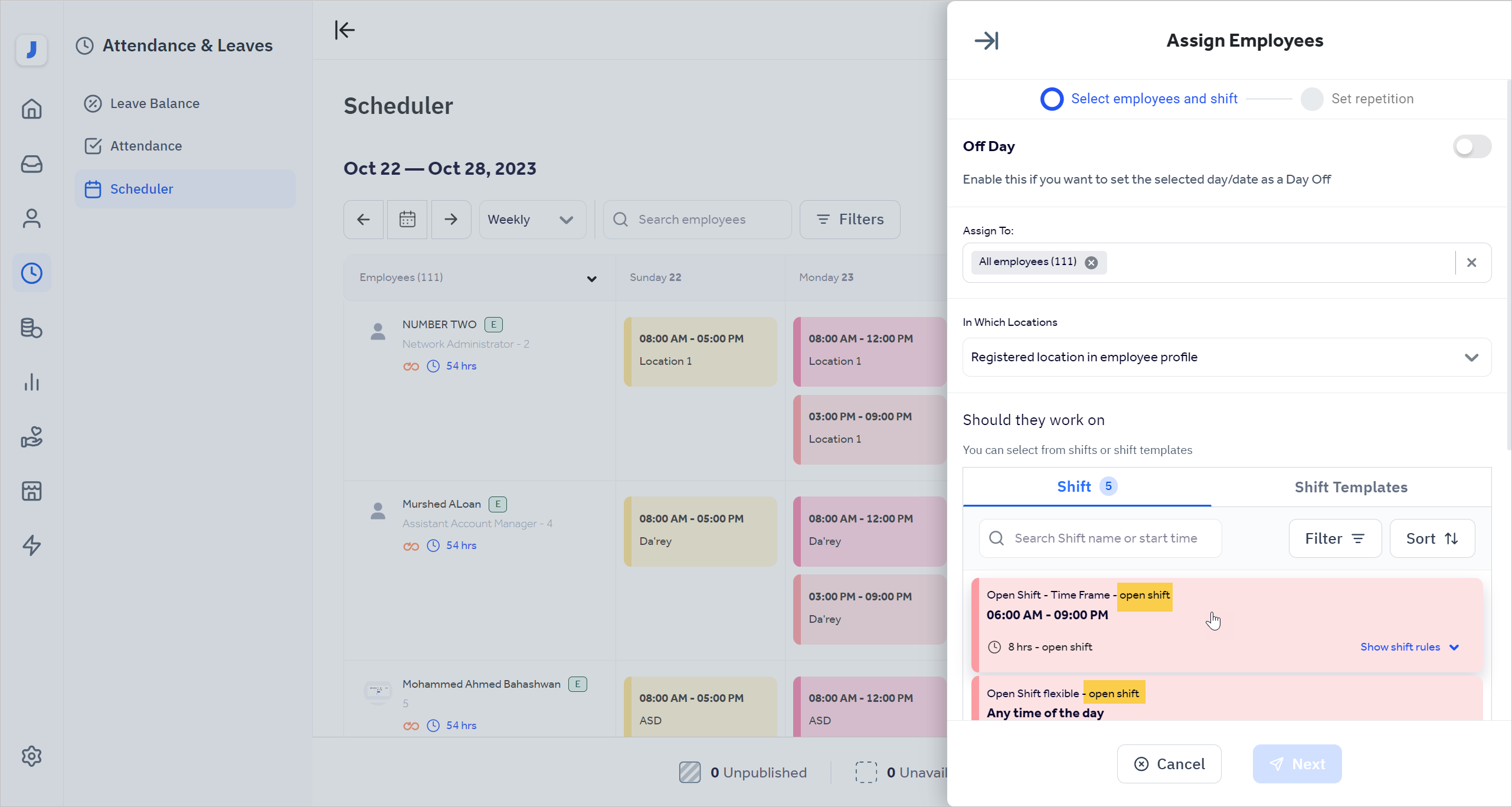 Open Shifts – Knowledge base