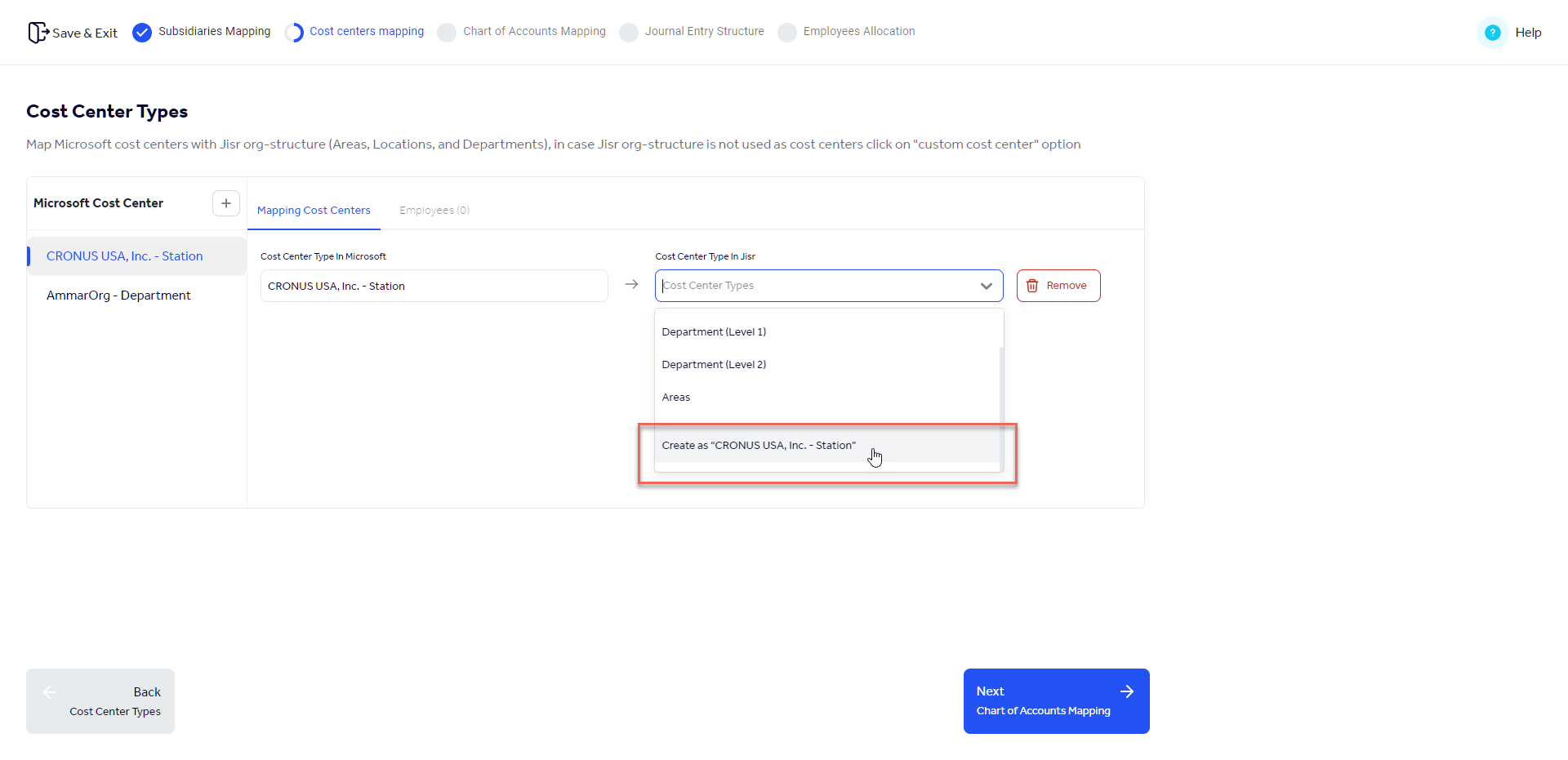 MS Dynamics Finance & Operation Cost centers setup & Mapping on JisrHR – Knowledge base