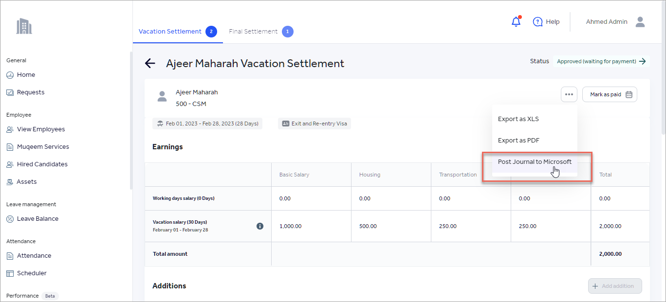 Posting a Journal Entry from Jisr to MS Dynamics Finance & Operation – Knowledge base