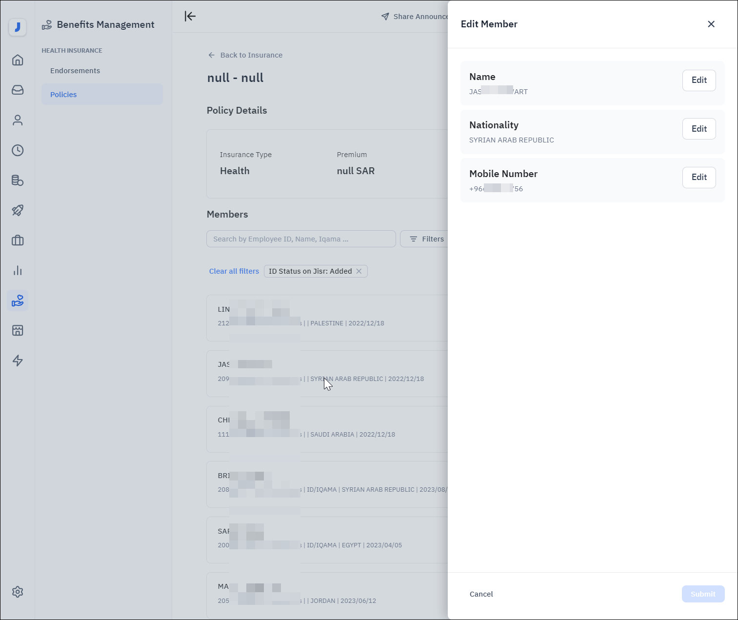 Medical insurance operations for employees and their dependents ...