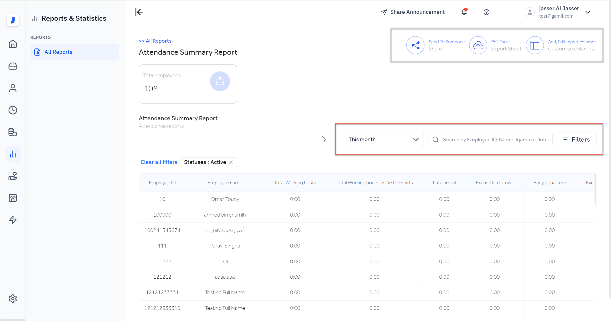 Attendance summary report – Knowledge base