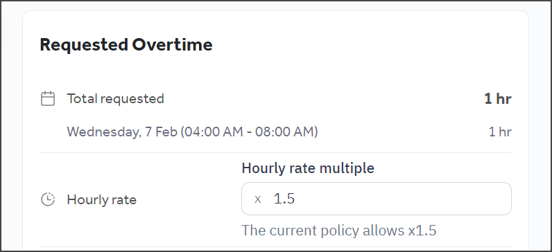 Selecting the overtime request hourly rate by the approvals – Knowledge base