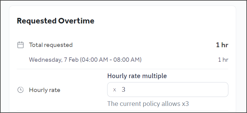 Selecting the overtime request hourly rate by the approvals – Knowledge base