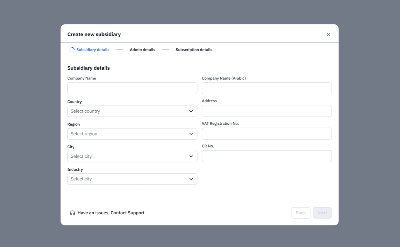 Steps for adding subsidiaries in Jisr – Knowledge base