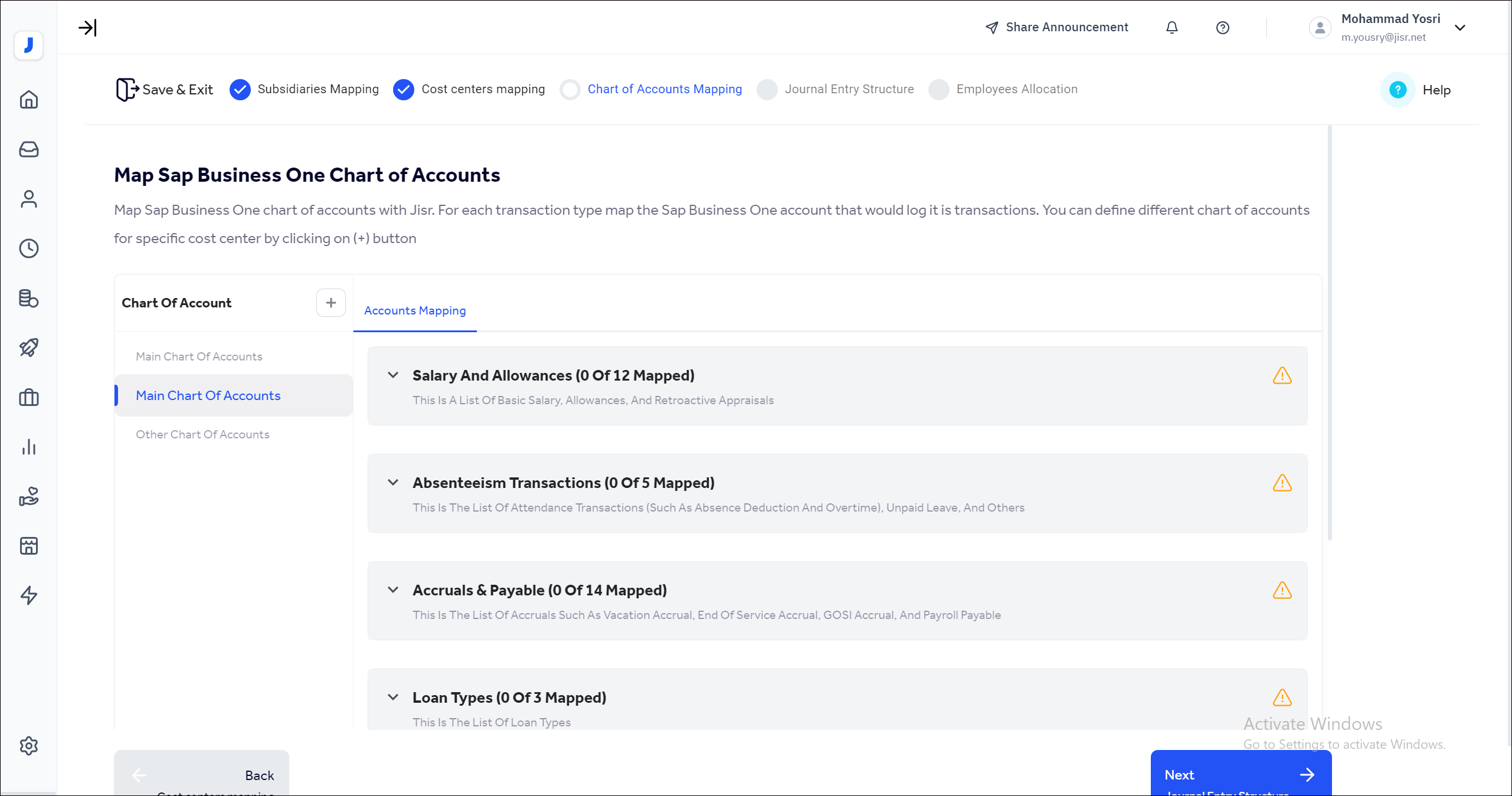 Linking the chart of accounts in SAP Business One with Jisr – Knowledge base