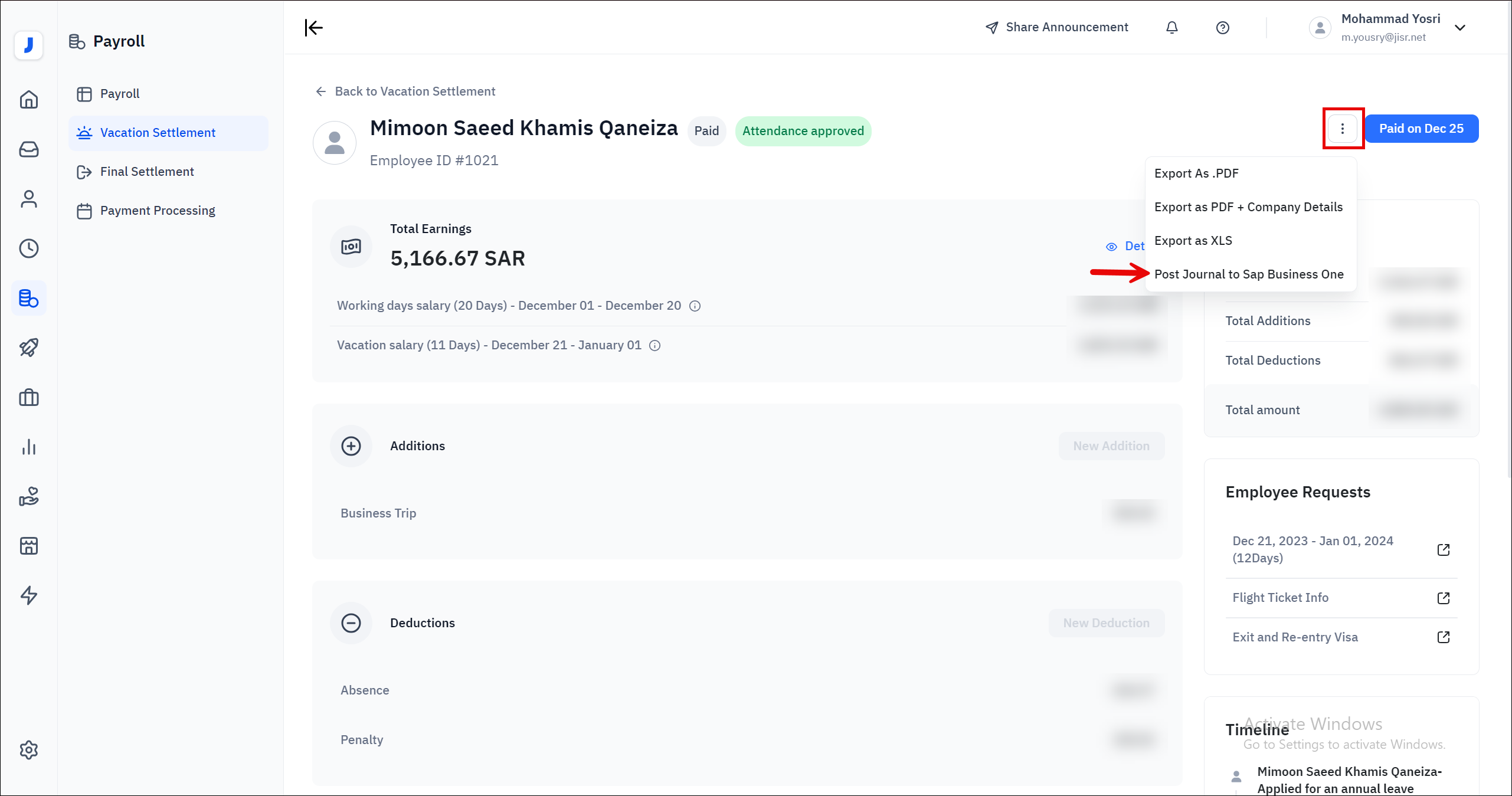 Posting a Journal Entry from Jisr to Sap Business One – Knowledge base