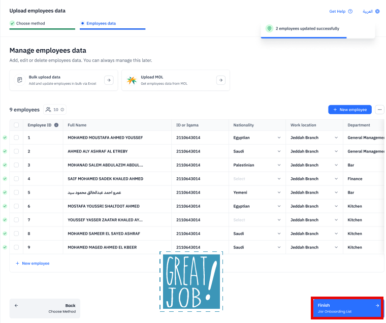 Bulk upload employee data for workspace onboarding – Knowledge base