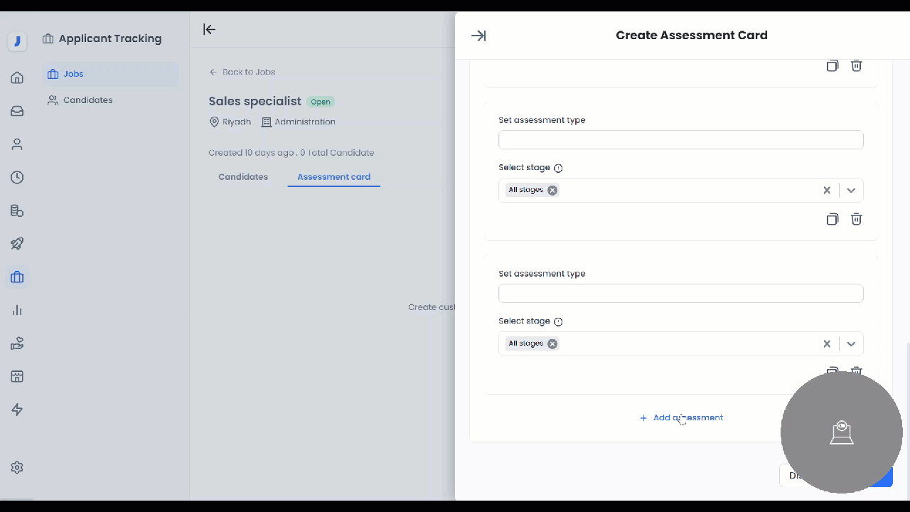 Set assessment card details and roles – Knowledge base