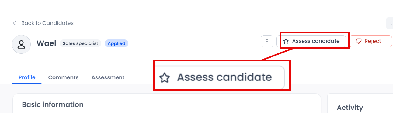 Assessment Card: Submit candidate assessments for a job – Knowledge base