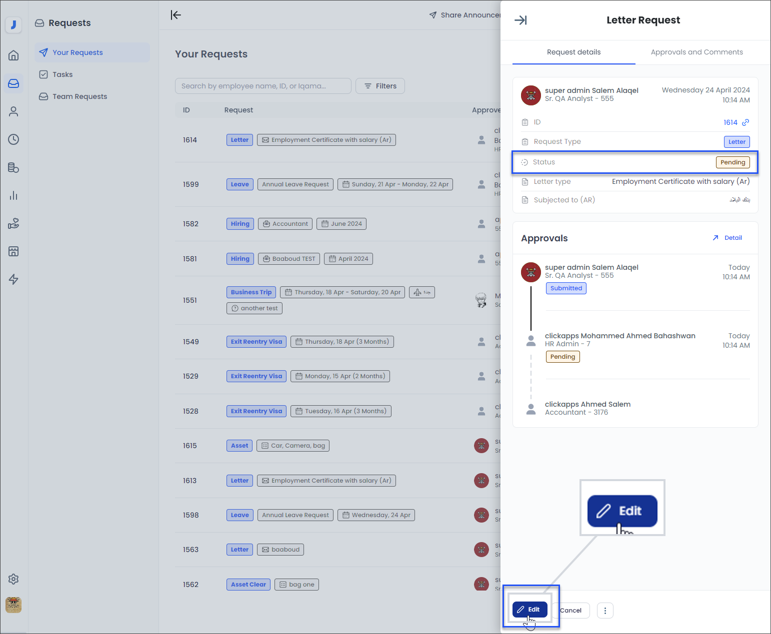 Requests Modification ( Edit ) – Knowledge base