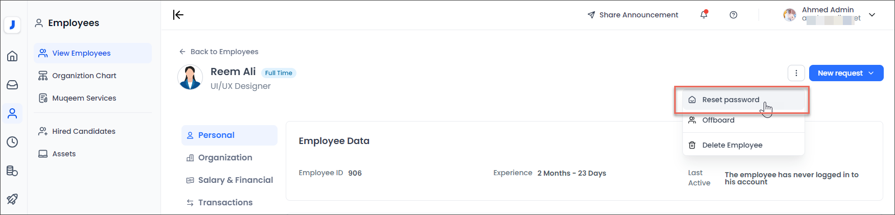 Employee Password Reset – Knowledge base