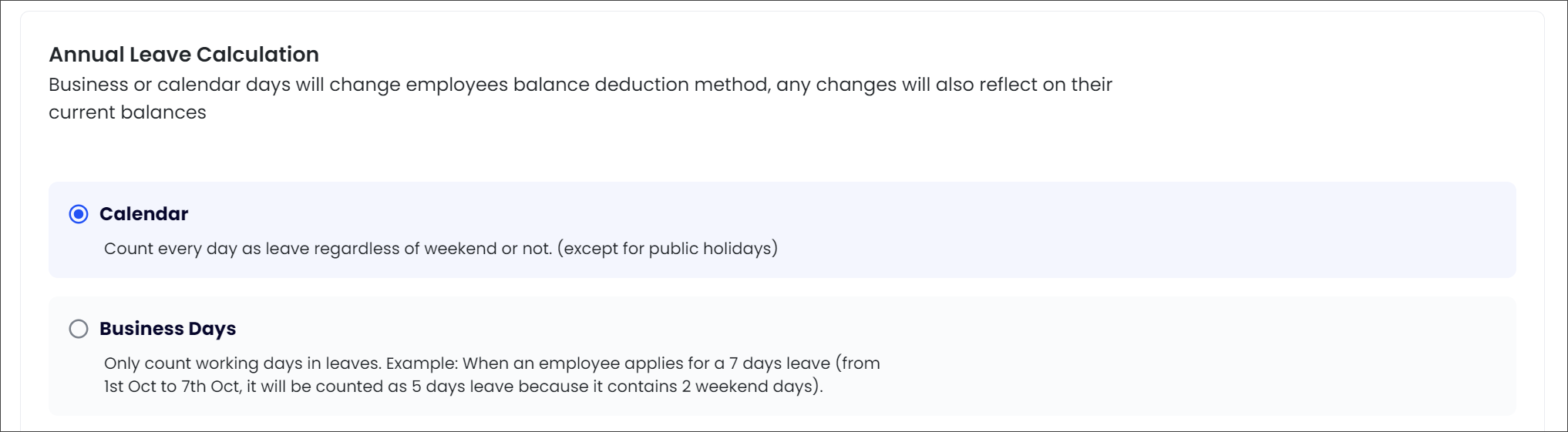 Setting up the annual leave calculation policy – Knowledge base