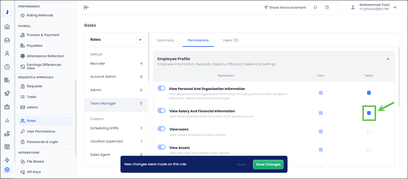 Default roles in Jisr system – Knowledge base