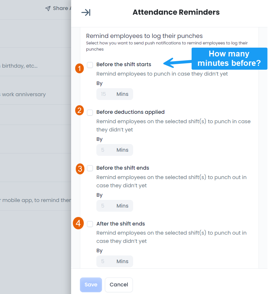 Types of attendance reminders – Knowledge base