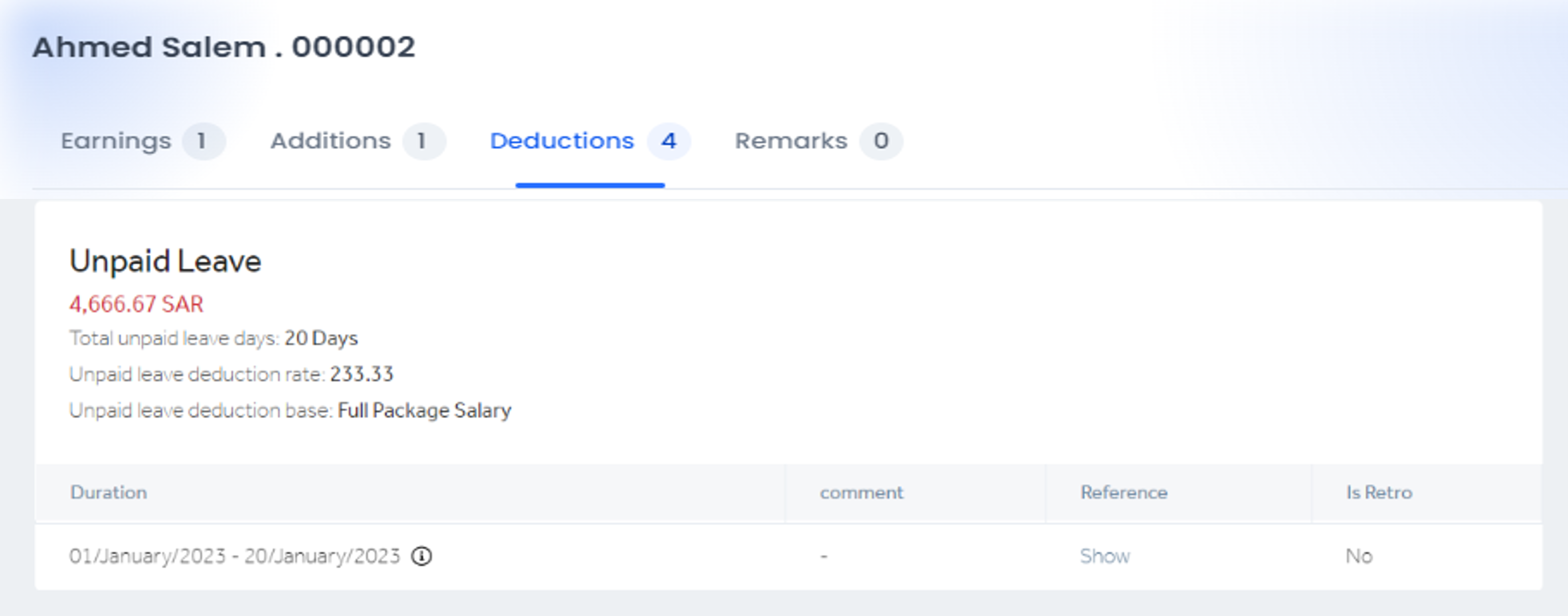 How does the unpaid leave deduction reflect on payroll processing ...