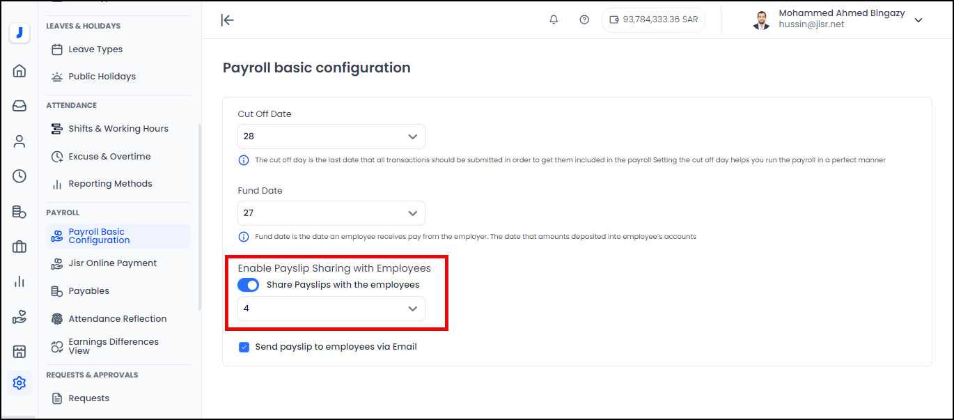 Activate the feature of sending (Payslip) to the employee – Knowledge base