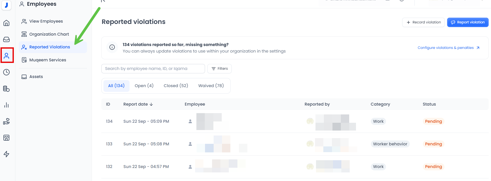 Management of Violations in the System – Knowledge base