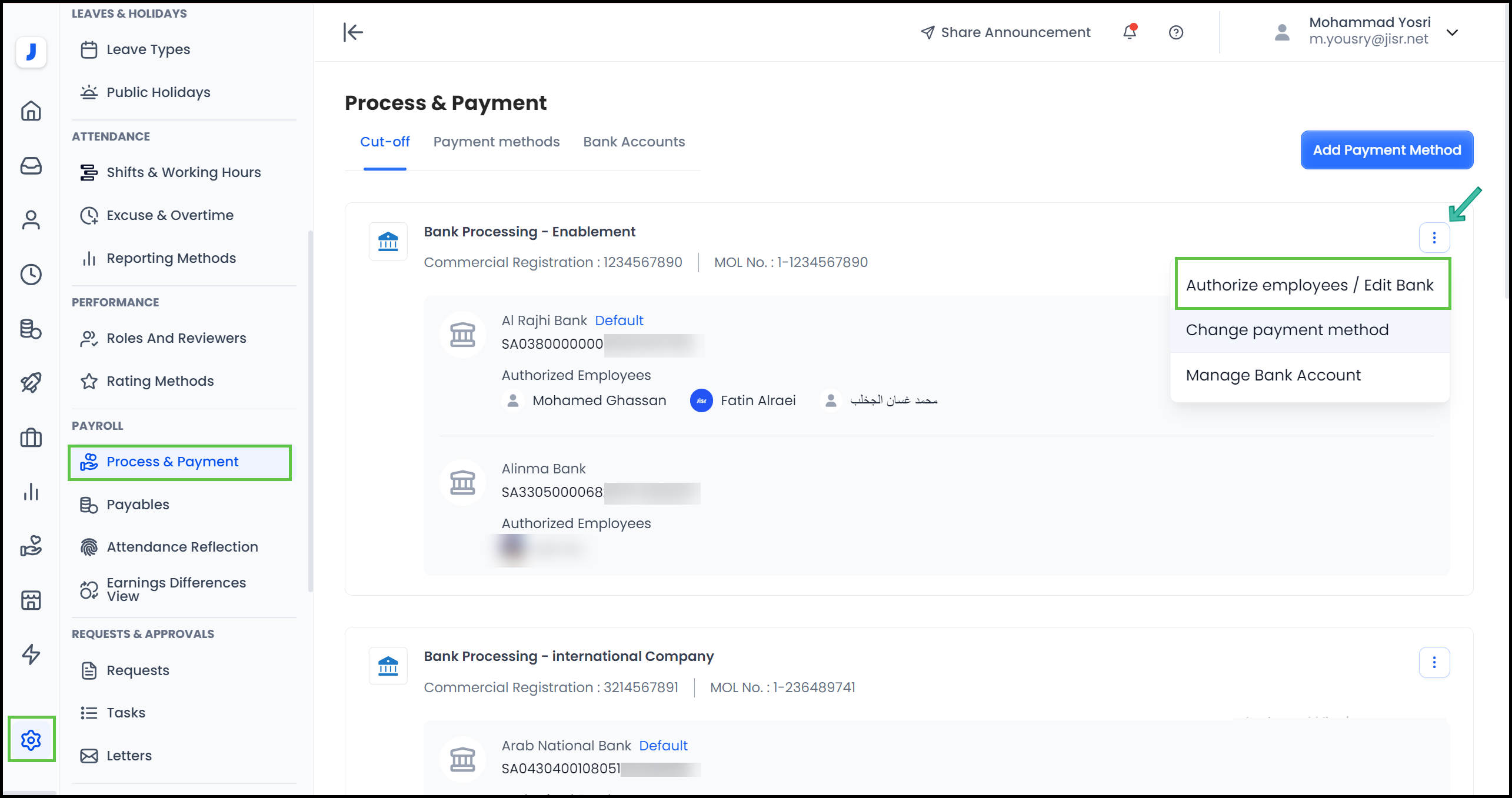 Changing Authorized / Bank Account – Knowledge base