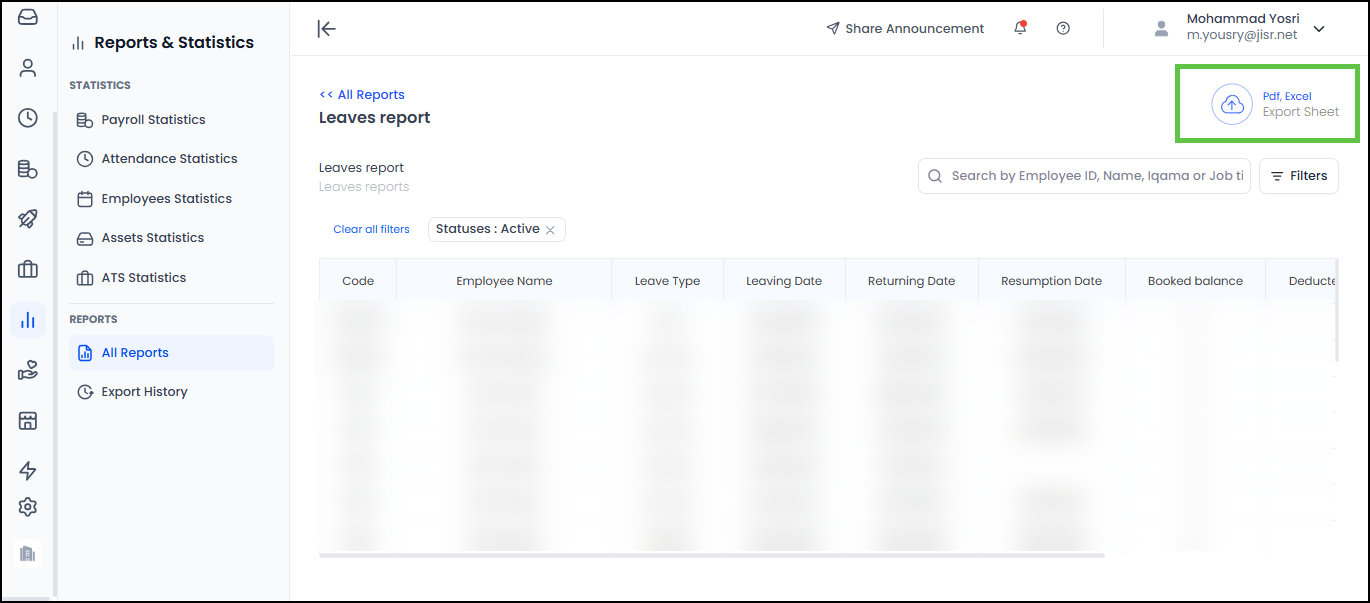 Leaves reports – Knowledge base