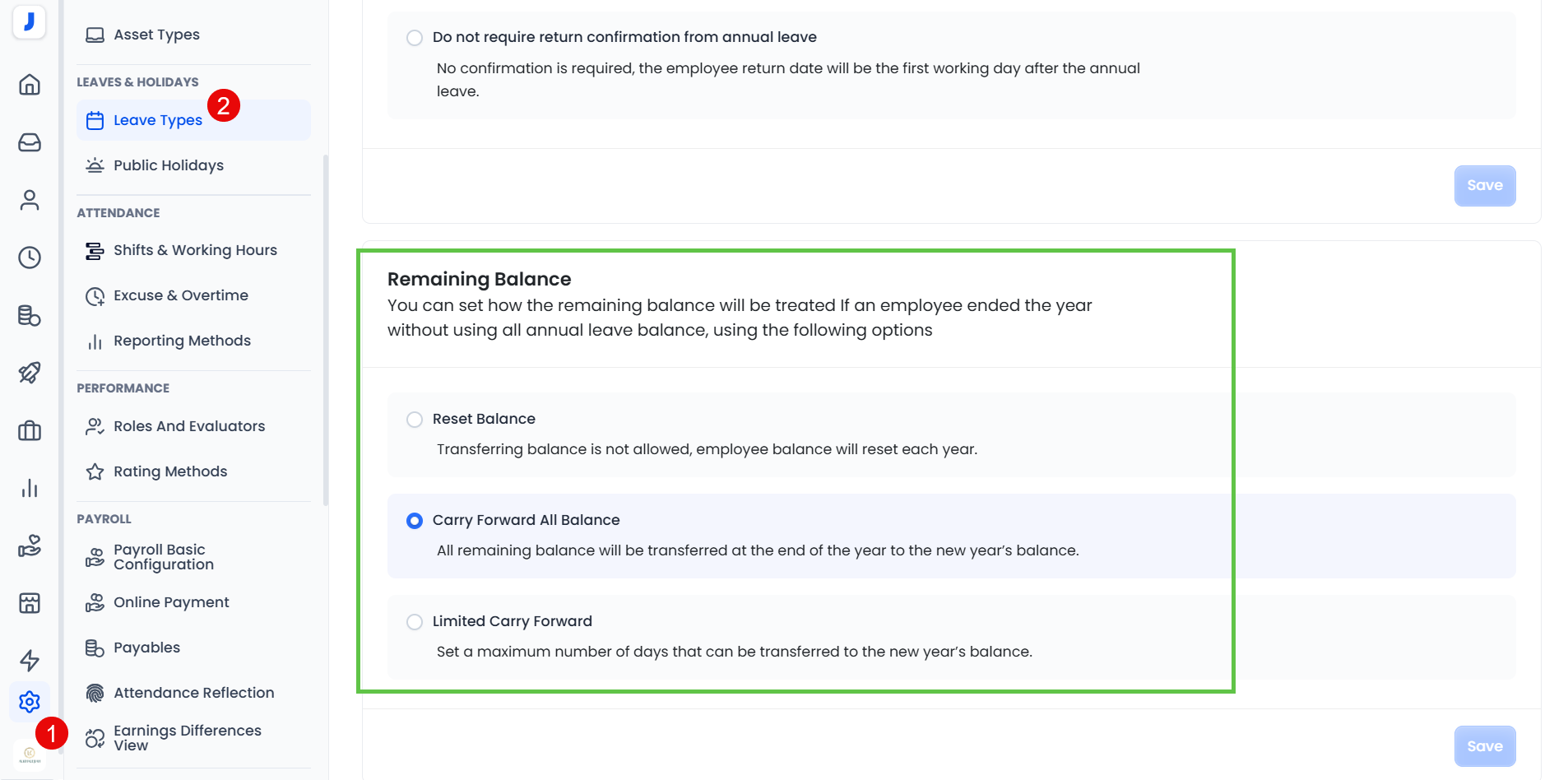 Policy for managing remaining leave balance – Knowledge base