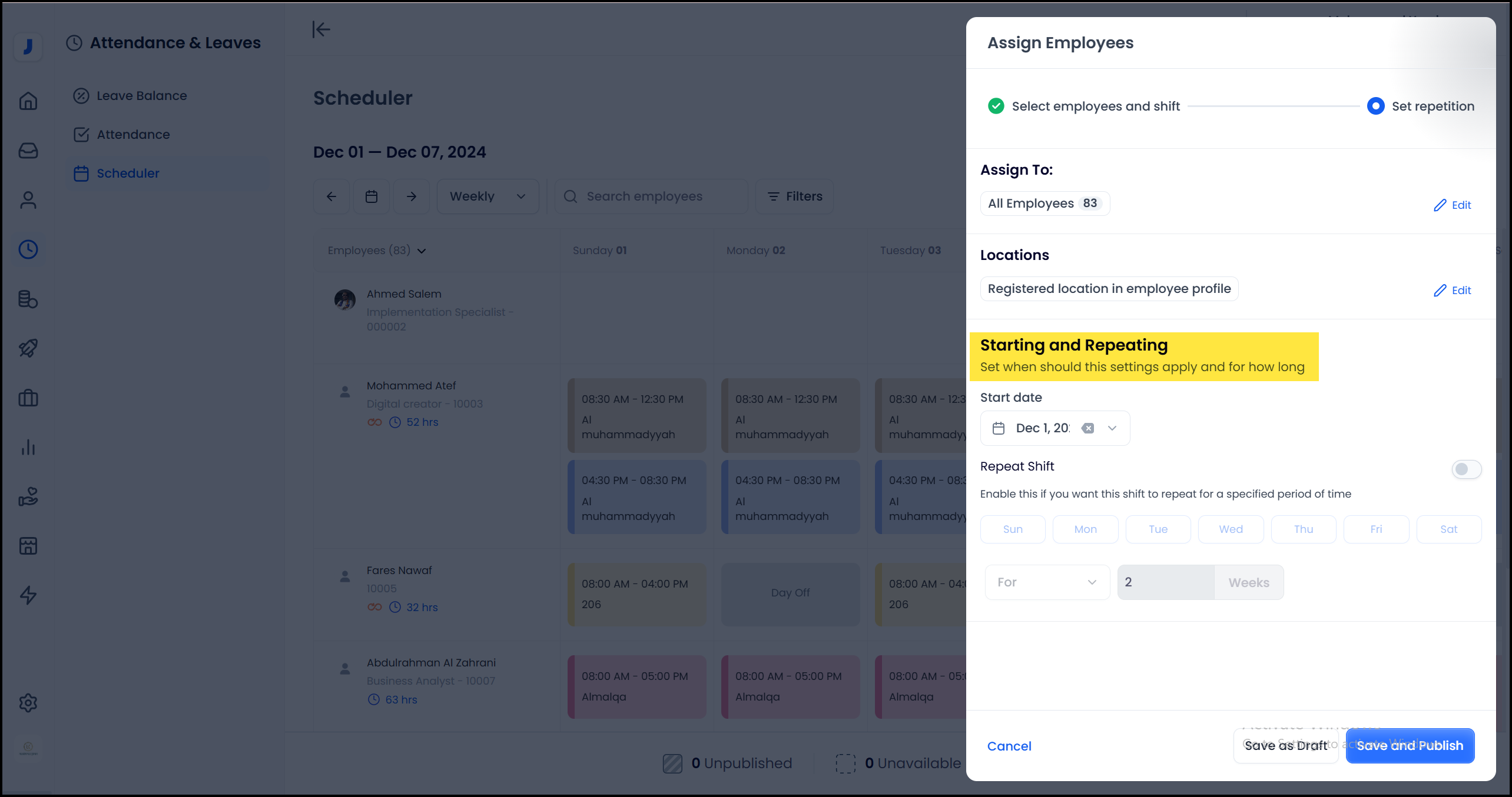 How to assign employees' shift – Knowledge base