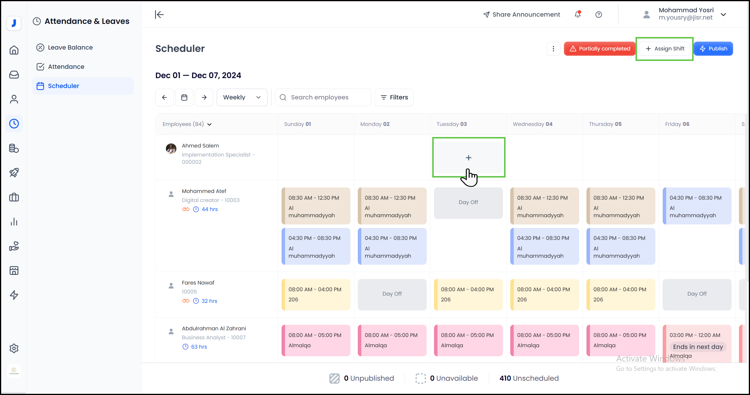 How to assign 2 shifts per day – Knowledge base
