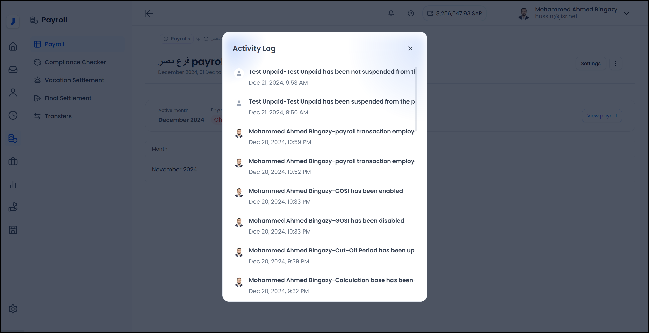 Activity log in payroll – Knowledge base