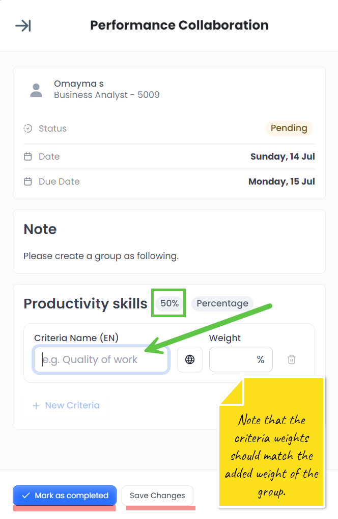 Create a Performance Evaluation form: Adding Employees and Criteria – Knowledge base