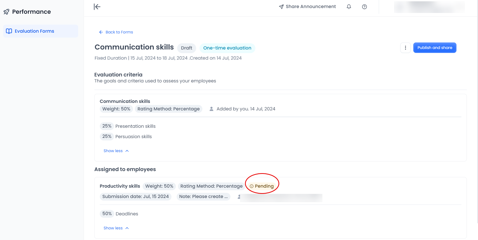 Create a Performance Evaluation form: Adding Employees and Criteria – Knowledge base