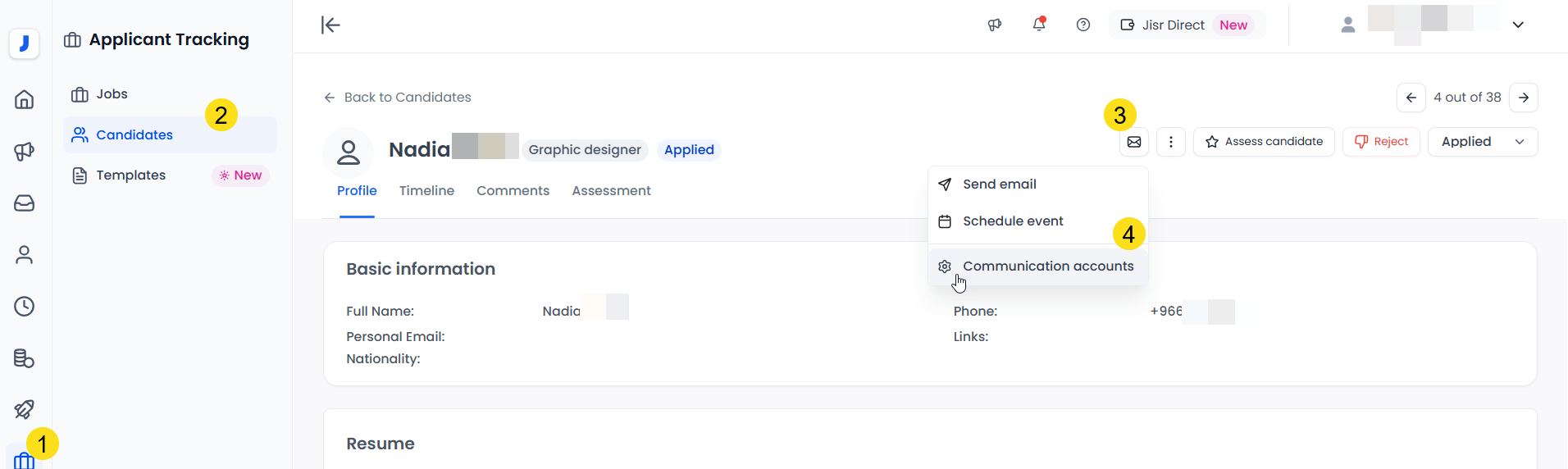 Candidate communication methods in the ATS – Knowledge base