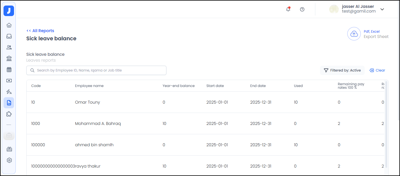 Sick leave balance reports – Knowledge base